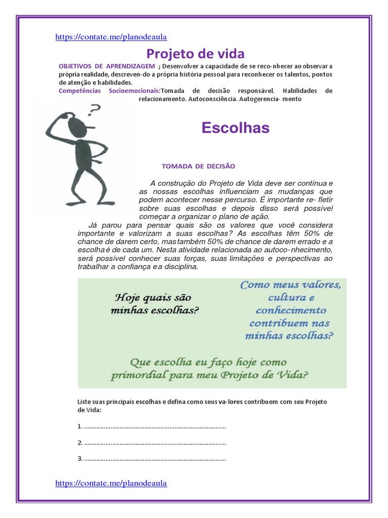 Projeto De Vida Escolhas 2023 Pdf