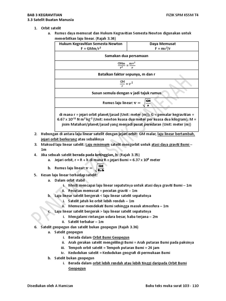 Fizik T4 3.3 Satelit Buatan Manusia | PDF