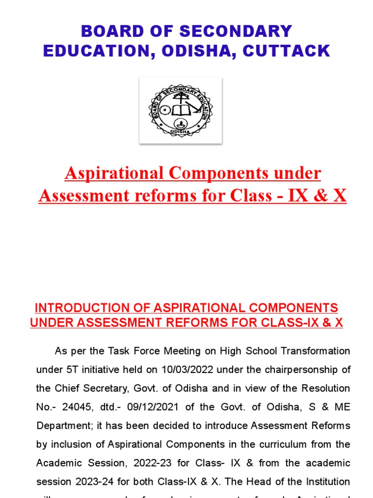 Aspirational Components for Class IX & X | PDF | Learning | Teachers