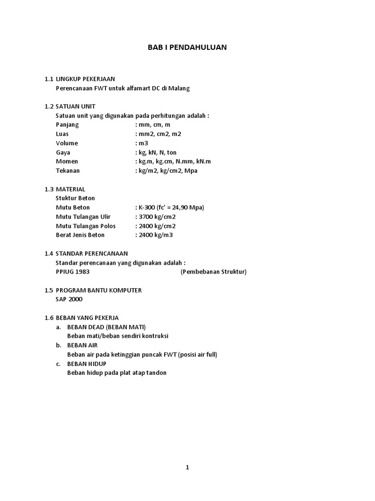 Analisa Perhitungan Stuktur FWT | PDF | Sains & Matematika