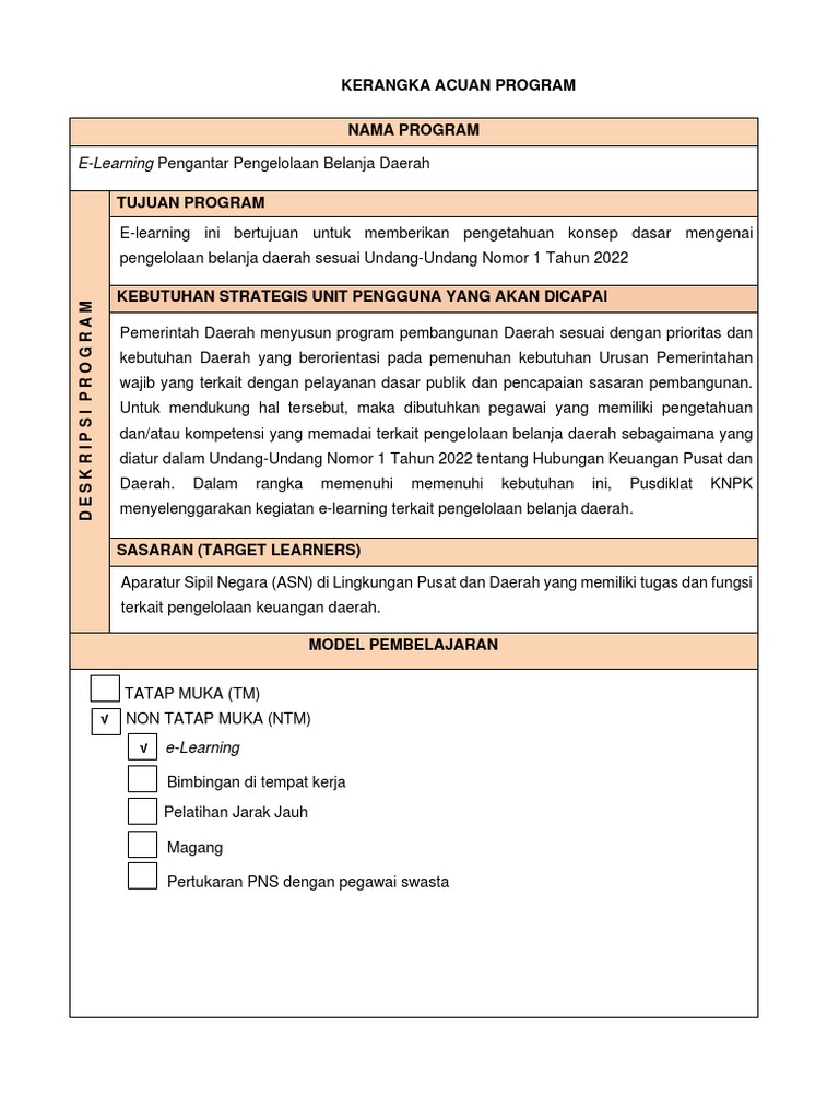 Kap e Learning Pengantar Pengelolaan Belanja Daerah PDF | PDF