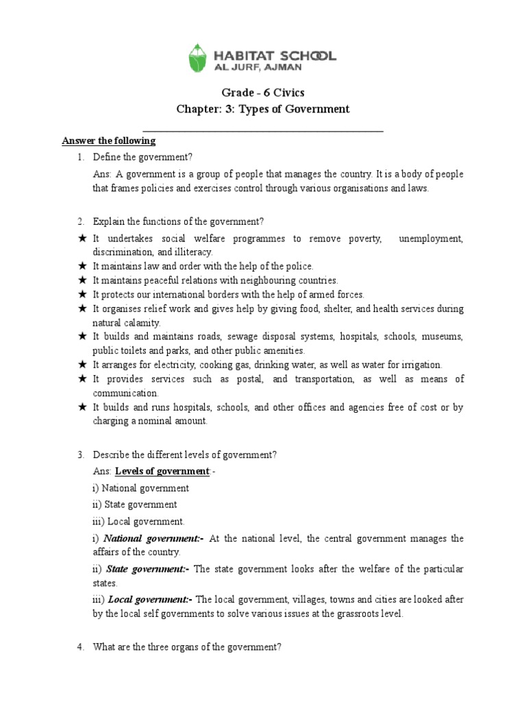 G6-SST-Notes-Lsn 3-Types of Government Civ | PDF | Democracy ...