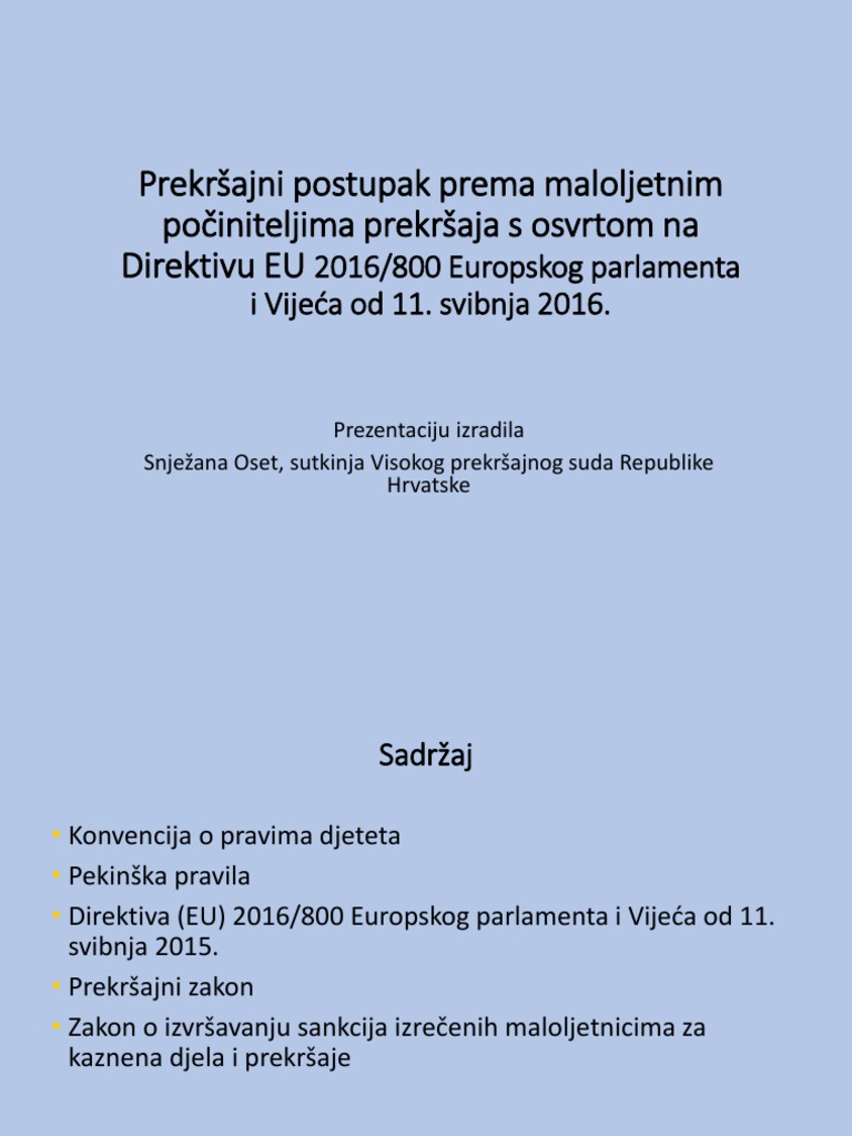 Prekrsajni Postupak Prema Maloljetnim 0 | PDF