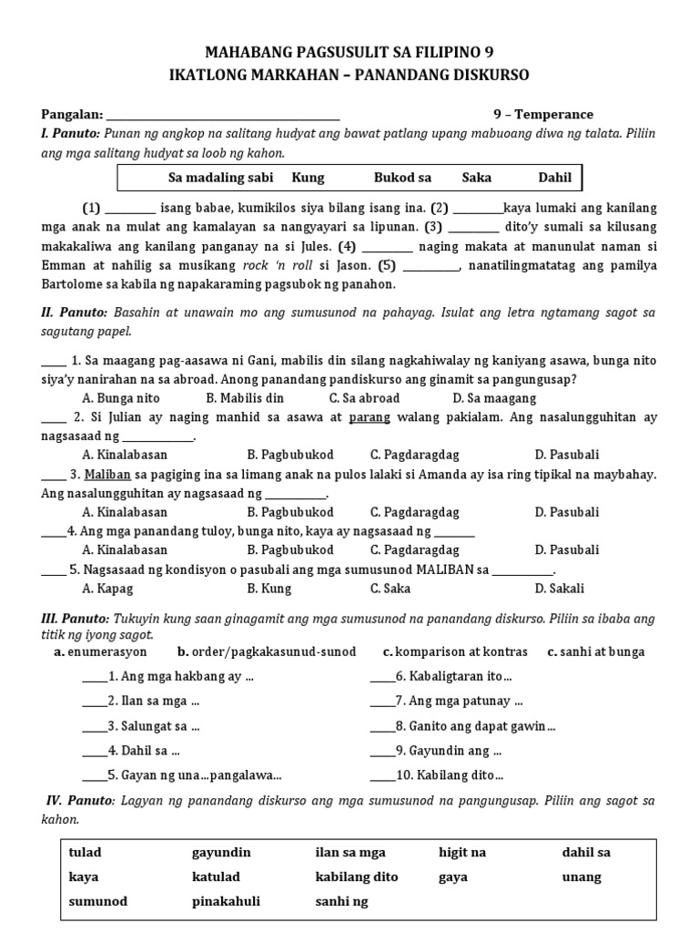 Fil 9 Third Quarter As Pan Diskurso 2 | PDF