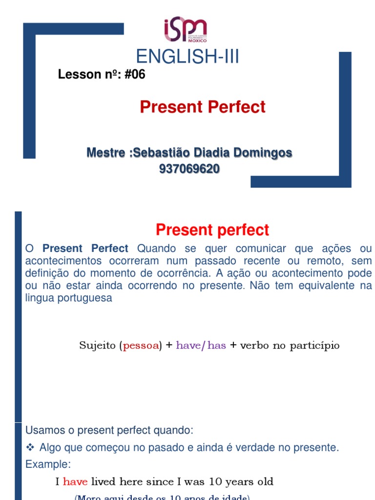 Aula 06 Present Perfect | PDF | Linguística