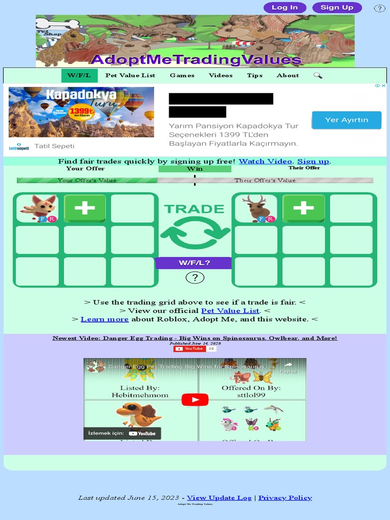 Roblox Adopt Me Trading Values - Win Fair Lose WFL | PDF