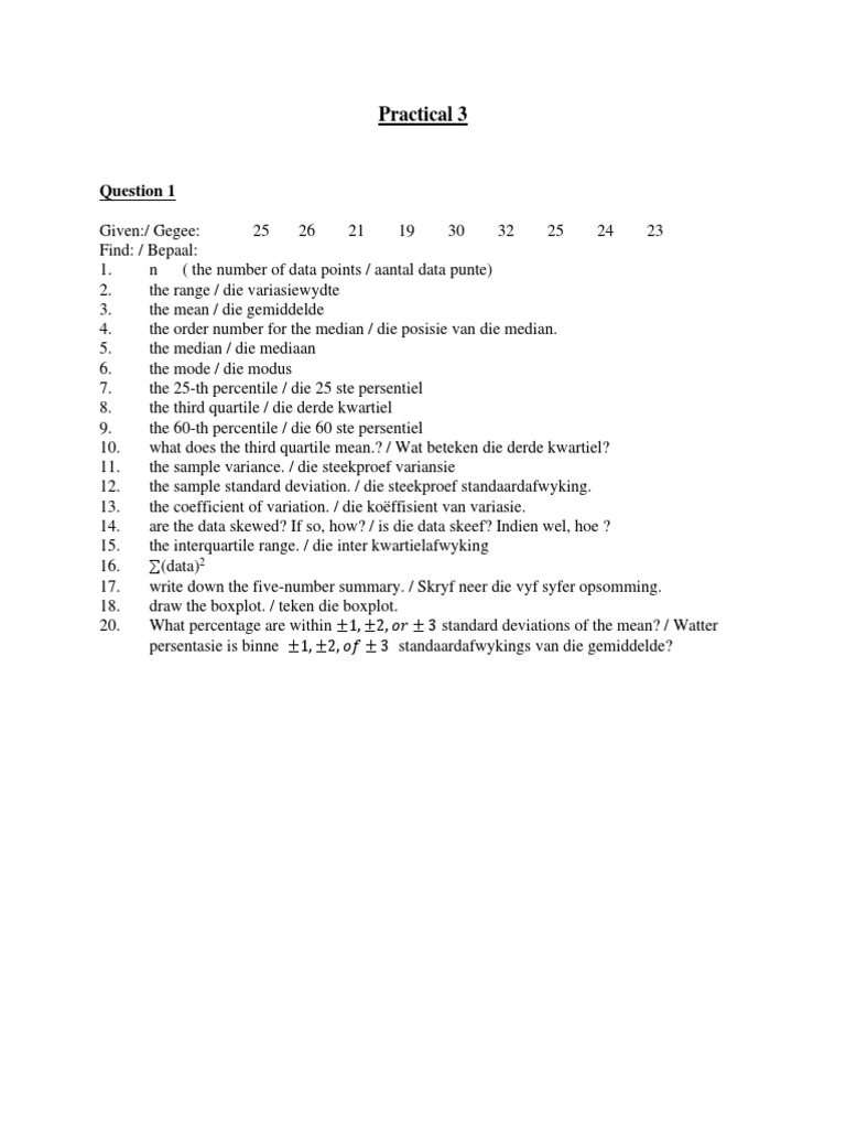 Practical 3 | PDF | Median | Percentile Practical 3 | PDF | Median | Percentile