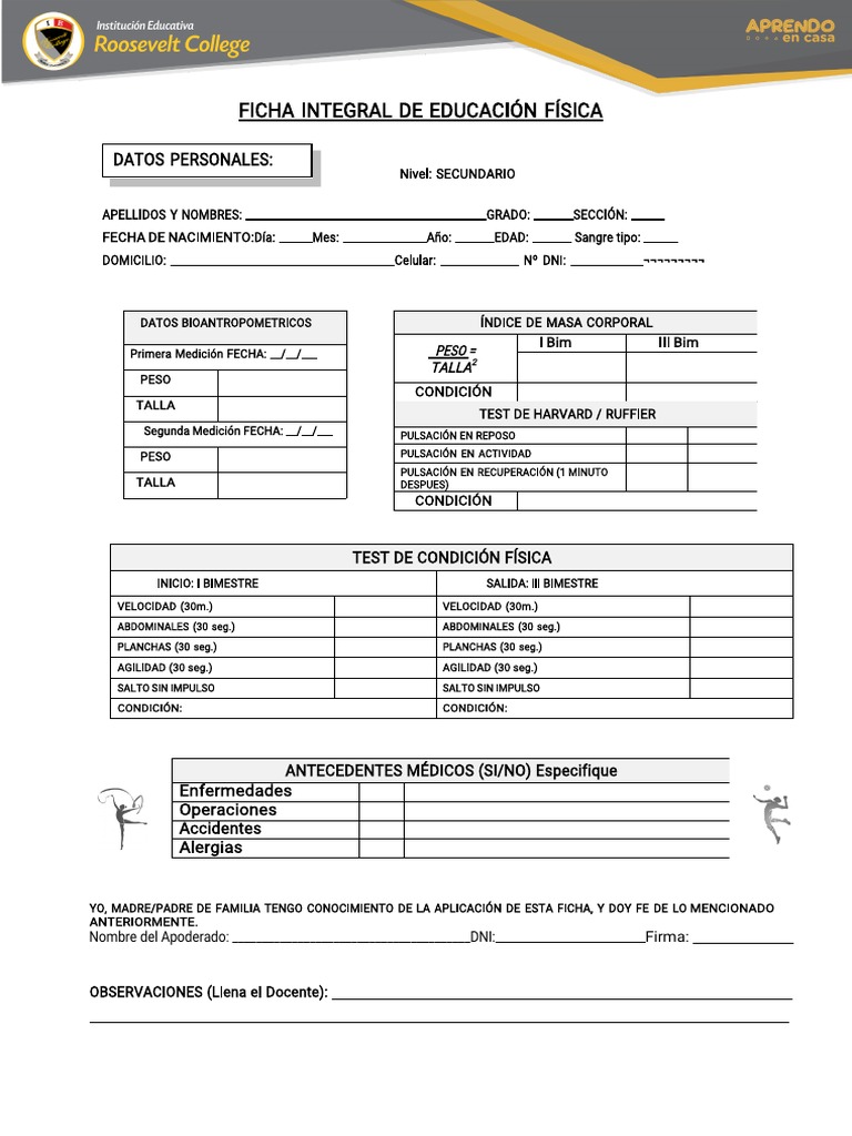 Ficha de Educación Fisica | PDF
