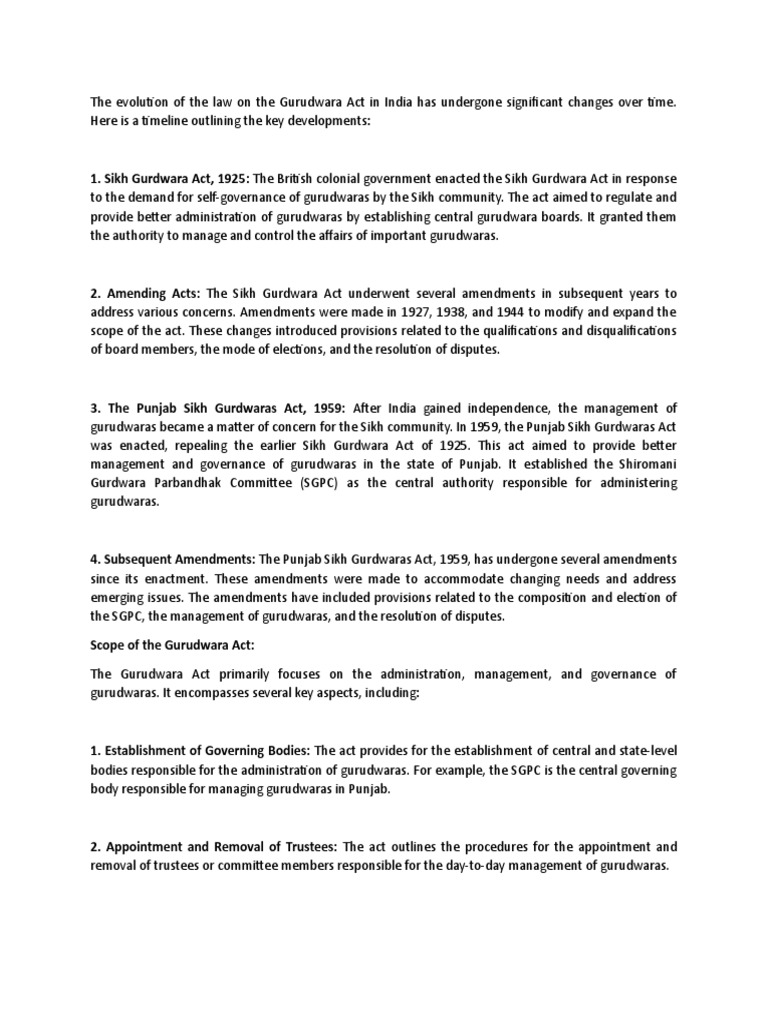 Sikh Gurudwara Act Evolution | PDF | Justice | Crime & Violence