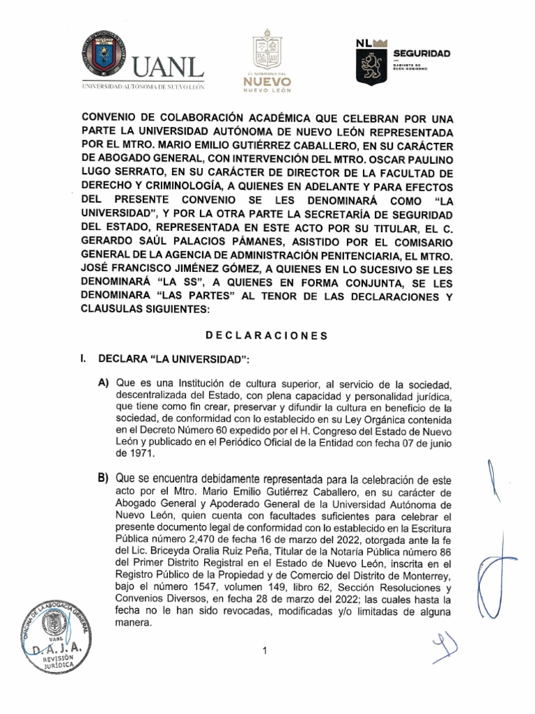 Convenio Colaboración Uanl - Facdyc - S.S - Aap Firmado | PDF