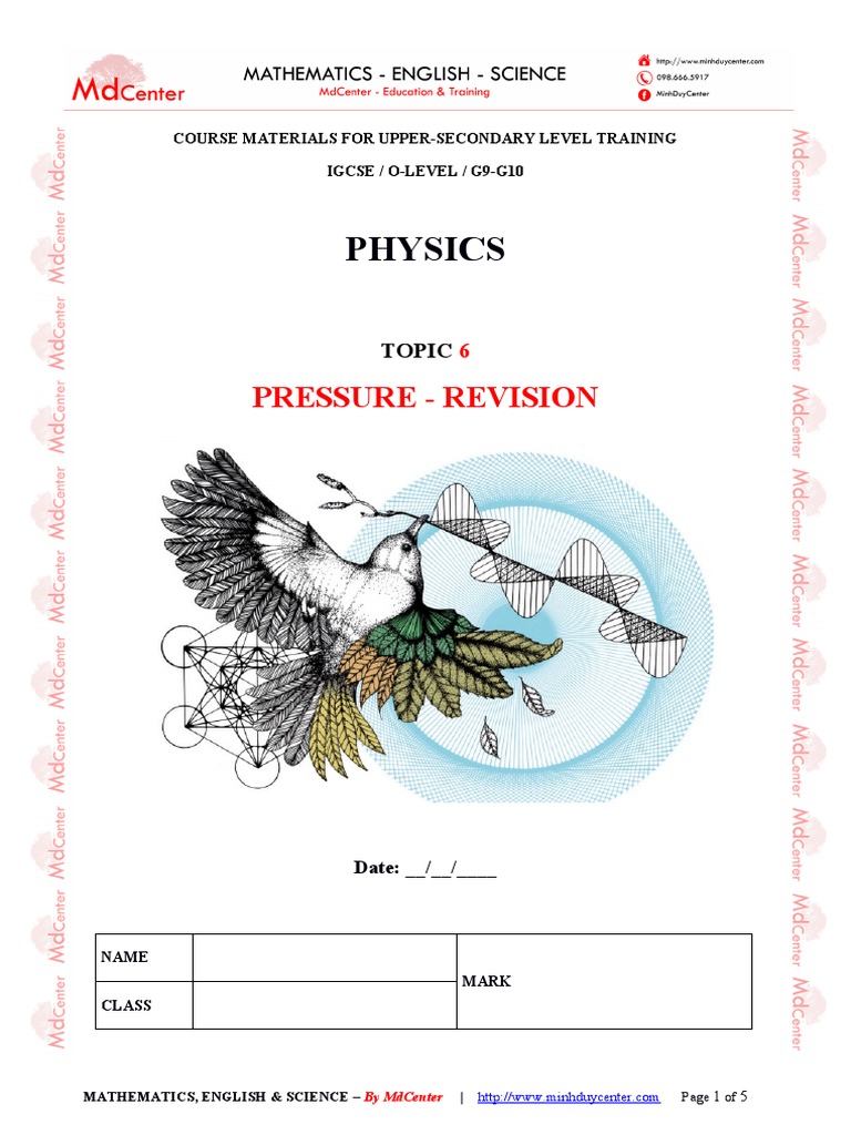 Igcse p l06 Pressure Revision | PDF