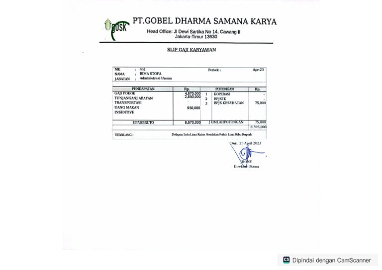 slip gaji april | PDF