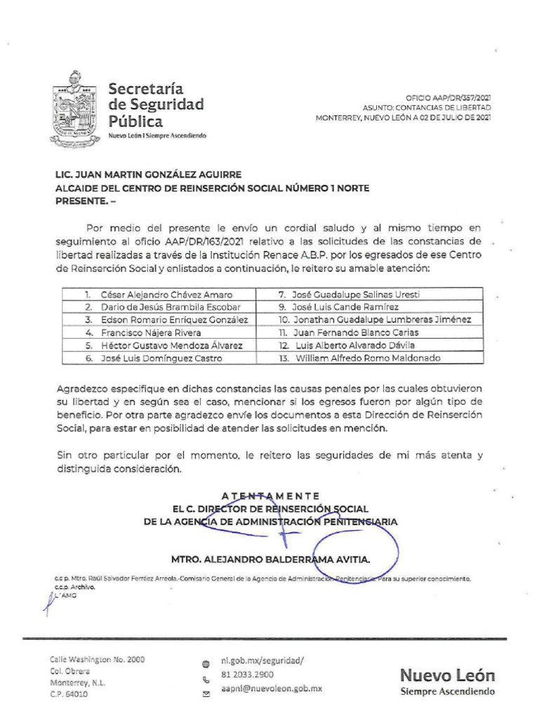 OFICIO 357 - CERESO 1 - Compressed | PDF