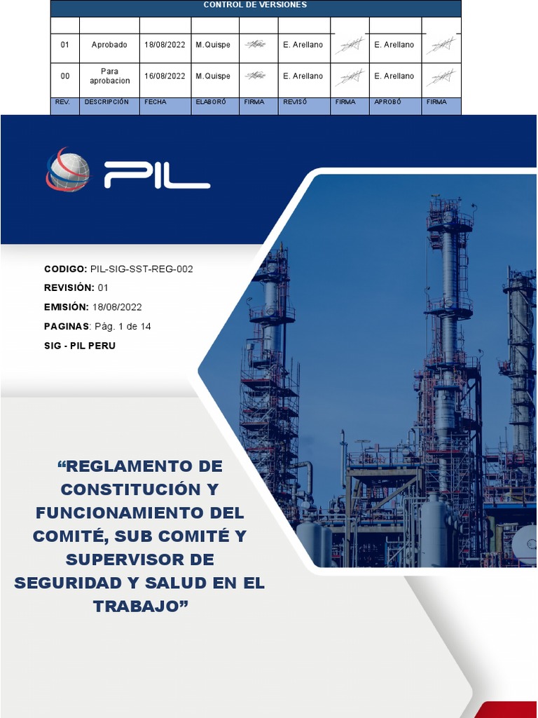 Pil-Sig-Sst-Reg-002 Reglamento de Const. y Func. Del Csso Pil | PDF ...
