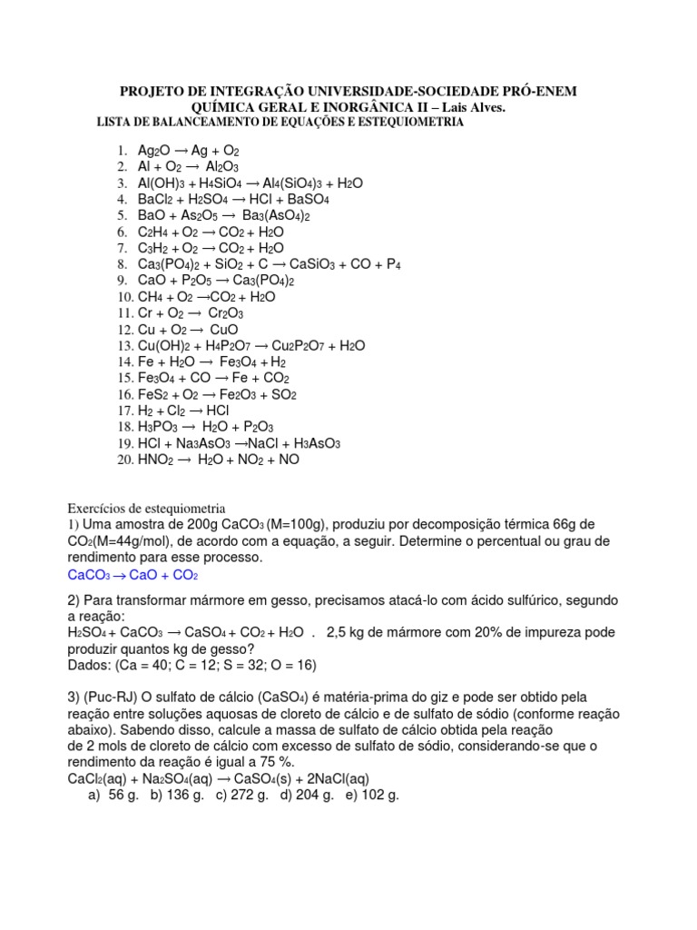 ESTEQUIO | PDF | Cloro | Ácido sulfúrico