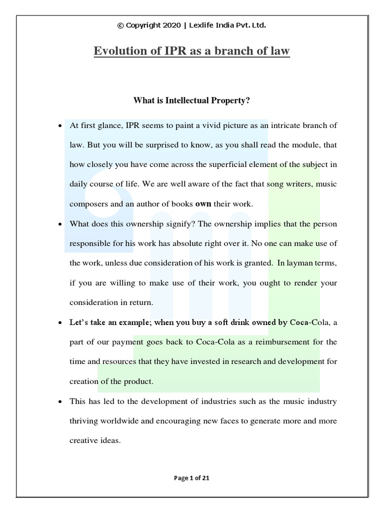 IPR Module 1 | PDF | Intellectual Property | Trips Agreement