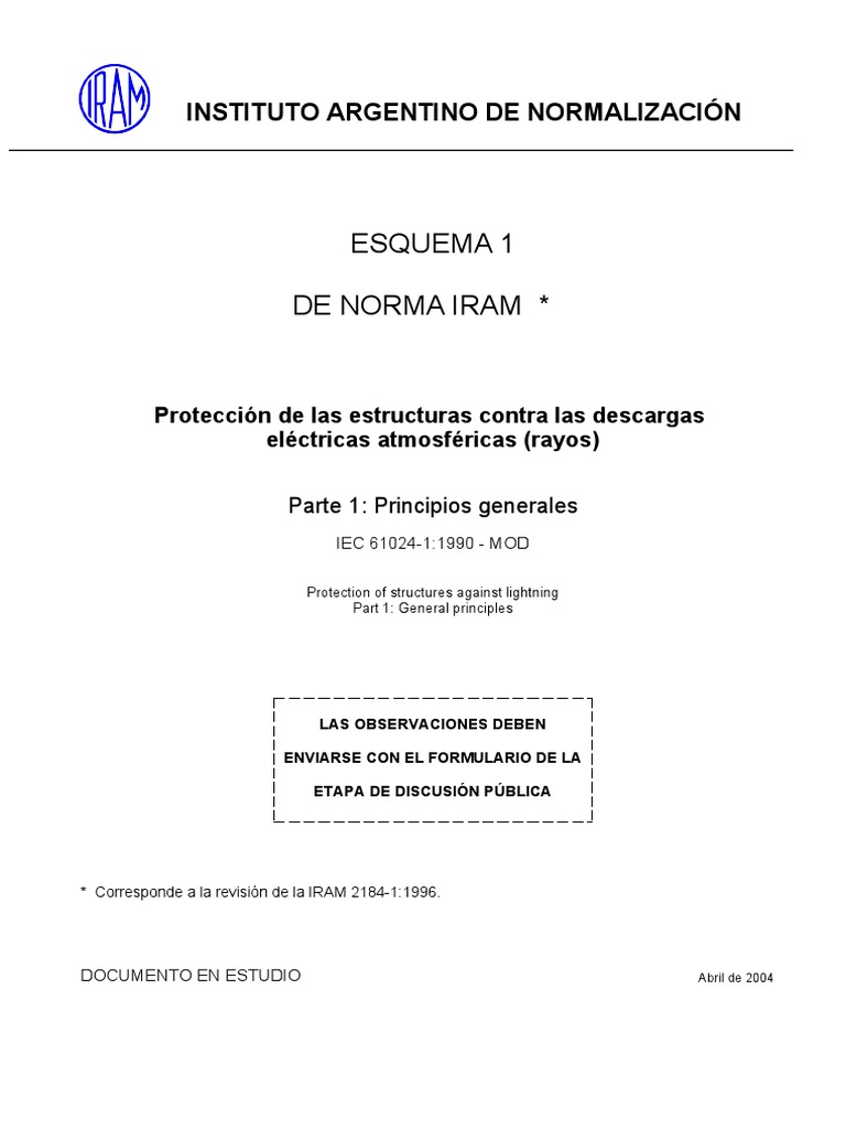 Protección contra rayos: Principios IRAM | PDF | Relámpago | Corriente ...