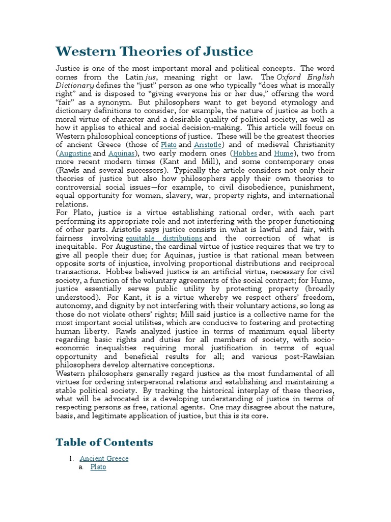 Western Philosophies of Justice Explained | PDF | Justice | Crime ...
