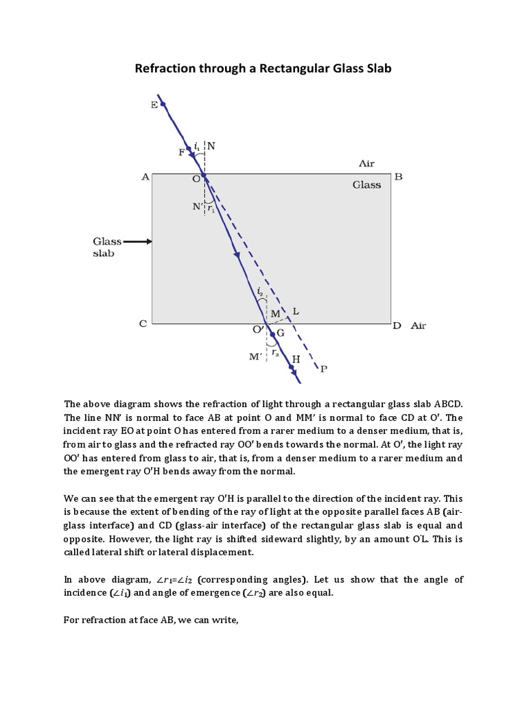 Refraction Through A Rectangular Glass Slab | PDF | Equipment | Glass ...