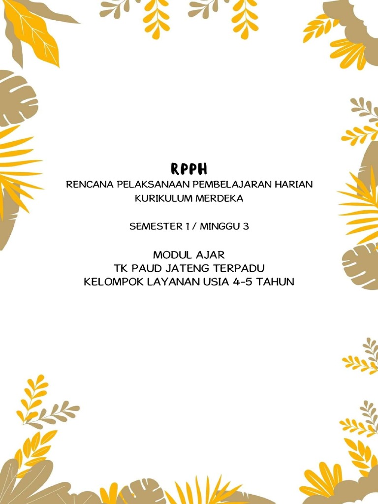 RPPH PAUD Kurikulum Merdeka Jateng | PDF