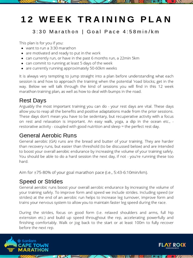 12-Week Plan for 3:30 Marathon Training | PDF | Running | Marathon