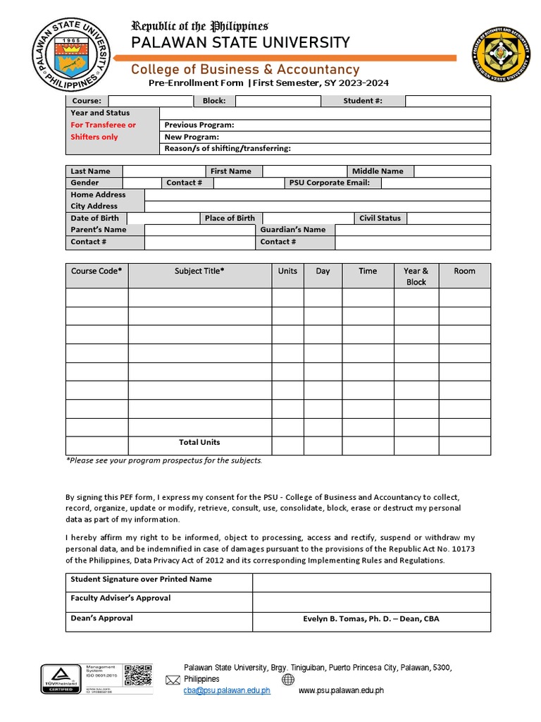 PEF - 1st Sem - SY 2023 2024 | PDF