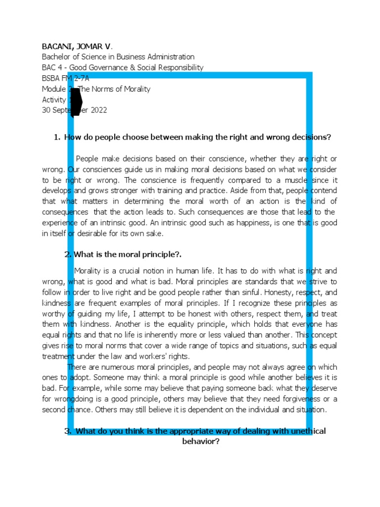 Act. 1 Module 2 | PDF | Morality | Conscience