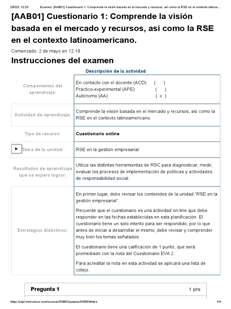 Examen - (AAB01) Cuestionario 1 - Comprende La Visión Basada en El ...