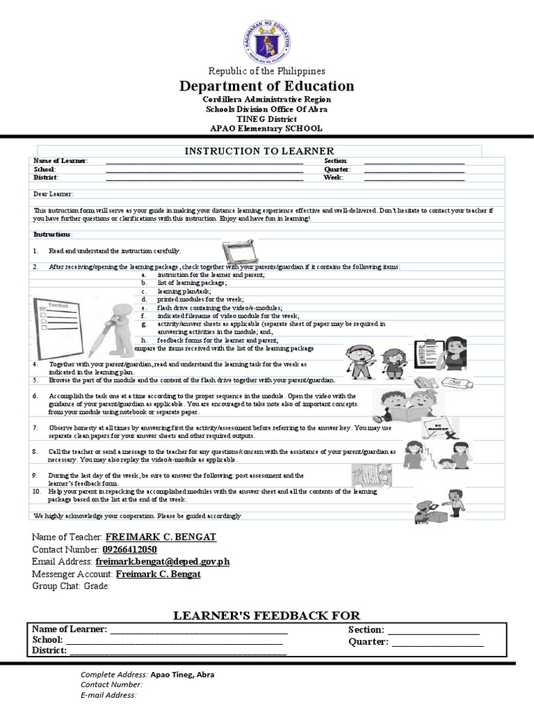 Modular Learning Form | Download Free PDF | Learning | Teachers