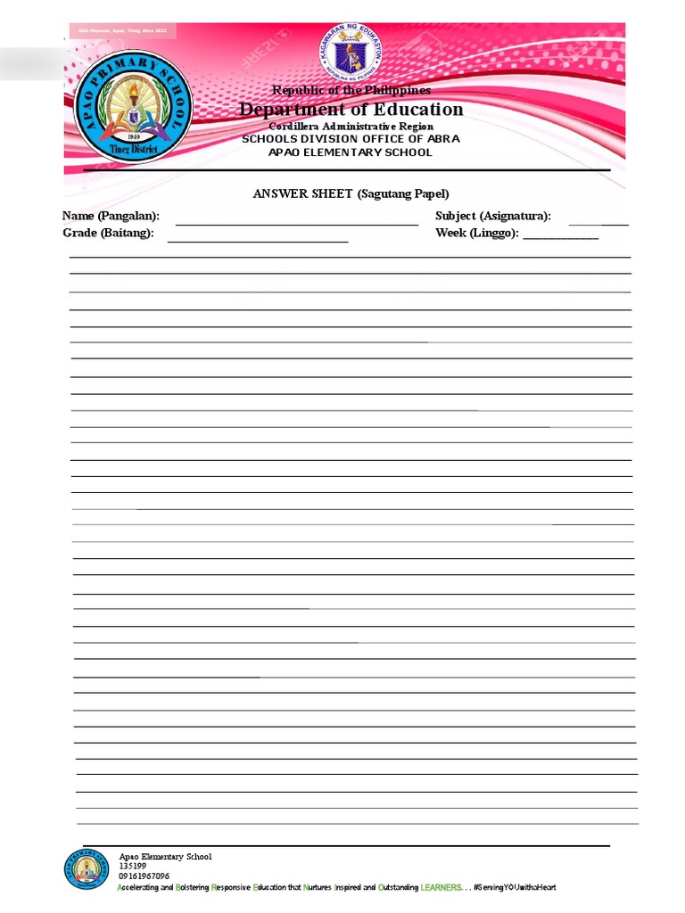 Personalize answer sheet black | PDF