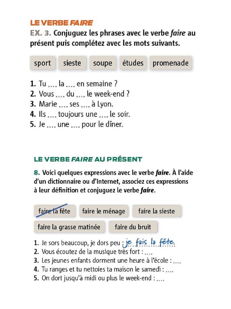 Le Verbe Faire Au Présent | PDF