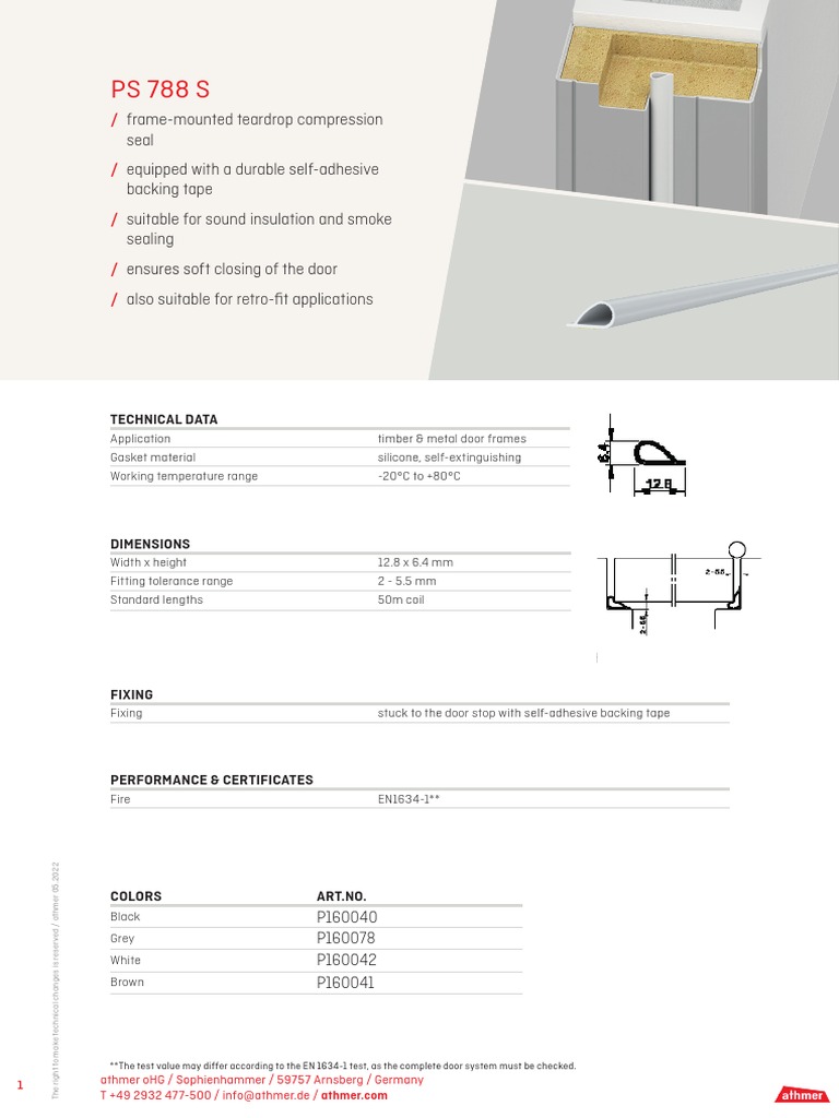 Door Seal Athmer PS 788 S | PDF | Door | Industrial Processes