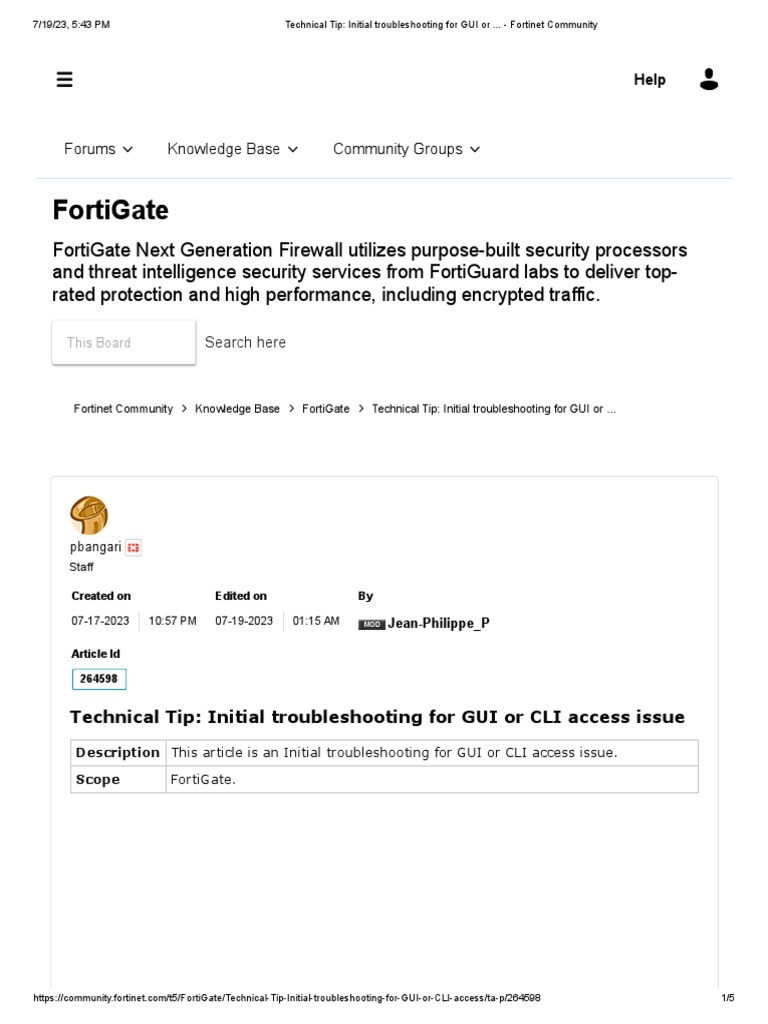 Technical Tip - Initial Troubleshooting For GUI or ... - Fortinet Community | PDF | Command Line ...