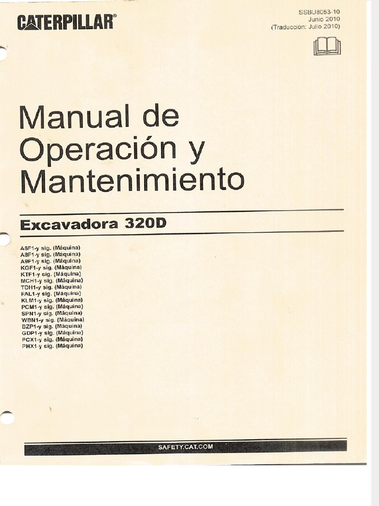 Manual de Operacion y Mantenimiento Cat 320d | PDF