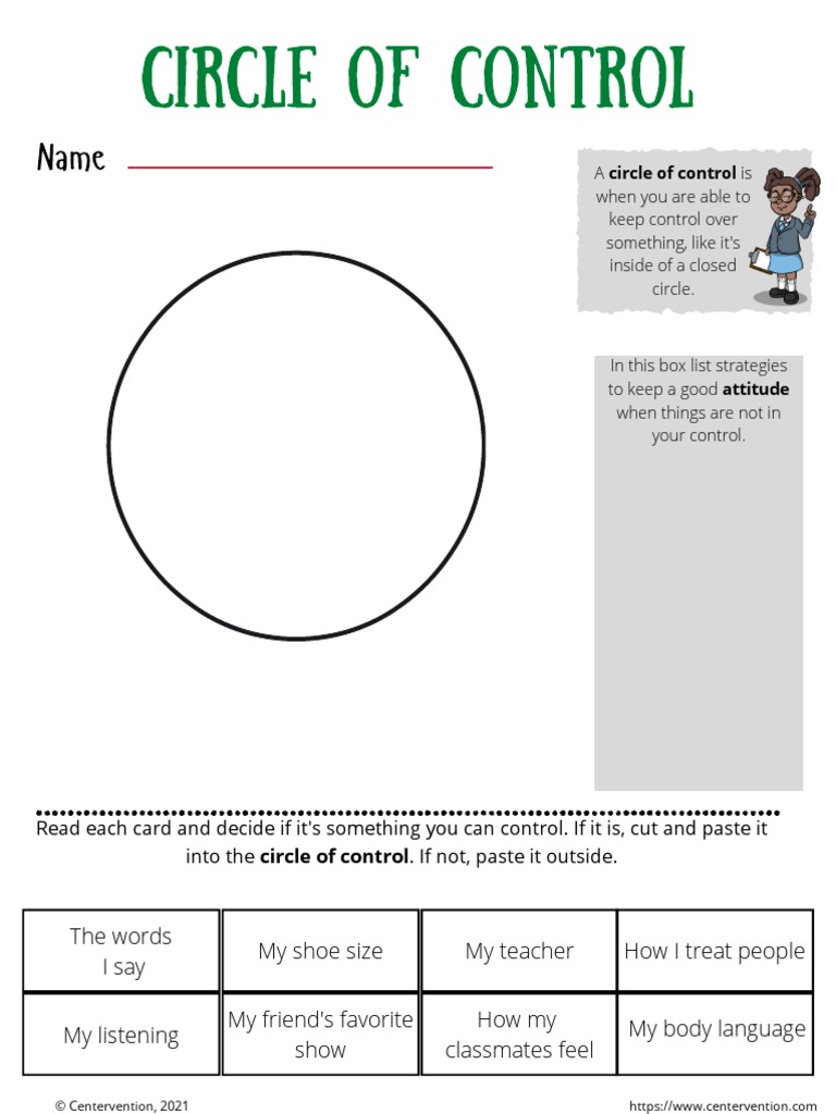 Circle of Control Worksheets | PDF