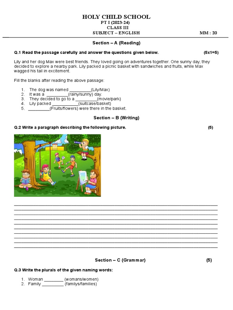 PT 1 Class III English (2023-2024) | PDF | Language Families | Morphology