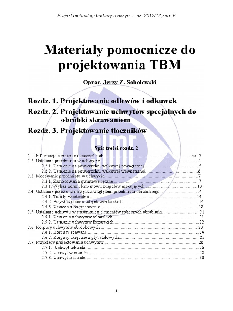 TBM - 2 Projektowanie Uchwytów | PDF