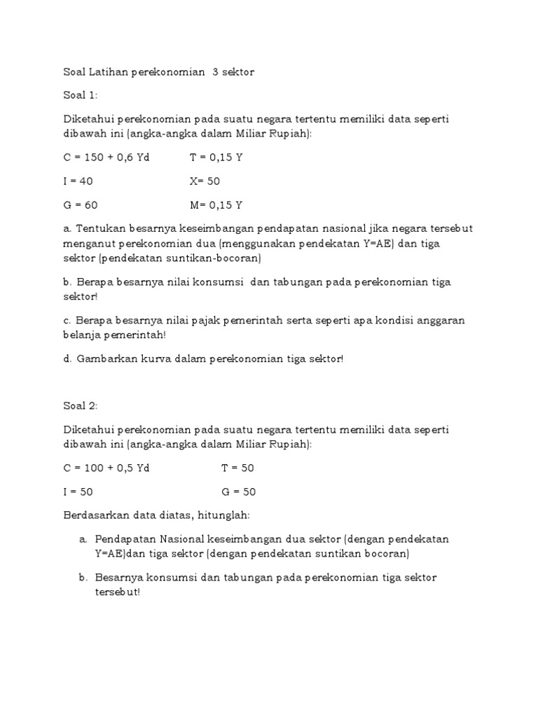 Soal Latihan Perekonomian 3 Sektor | PDF