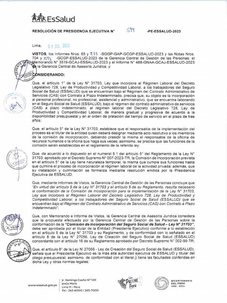 Resolucion N°599-Pe-Essalud-20223 | PDF