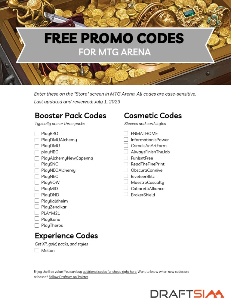 2023 07 01 Draftsim MTGA Codes | PDF