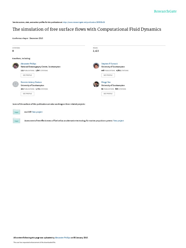 The Simulation Of Free Surface Flows With Computat Pdf Computational Fluid Dynamics