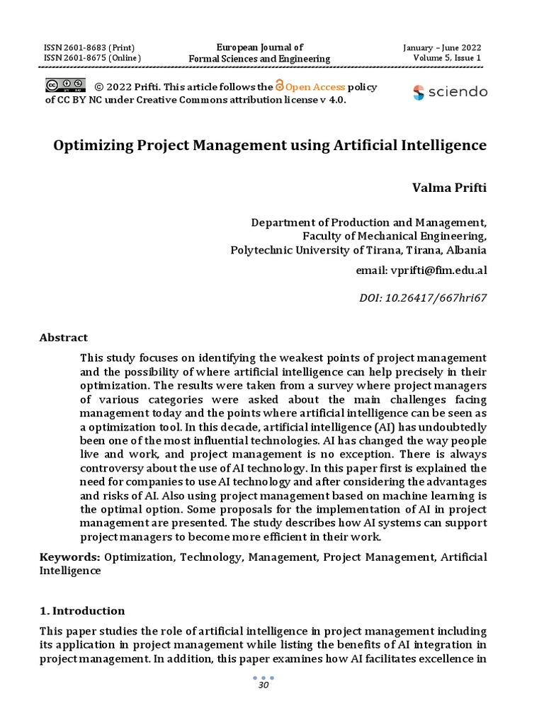 AI in Project Management Optimization | PDF | Artificial Intelligence ...