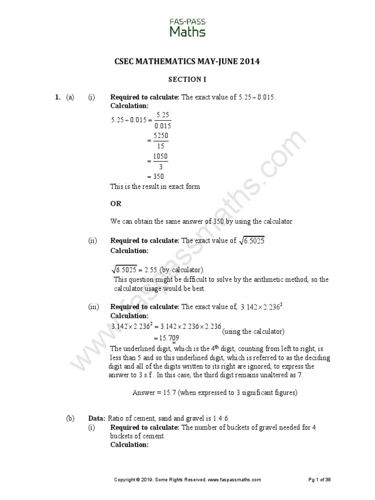 21.csec Maths June 2014 | PDF | Matrix (Mathematics) | Numbers