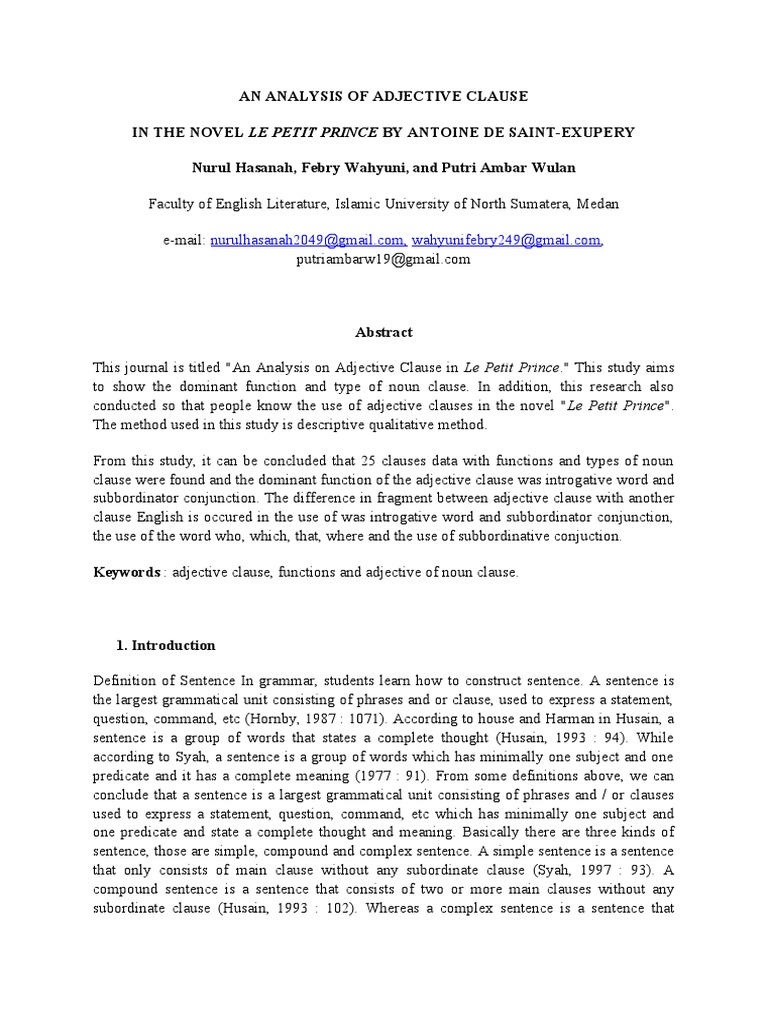 An Analysis of Adjective Clause | PDF | Clause | Adjective