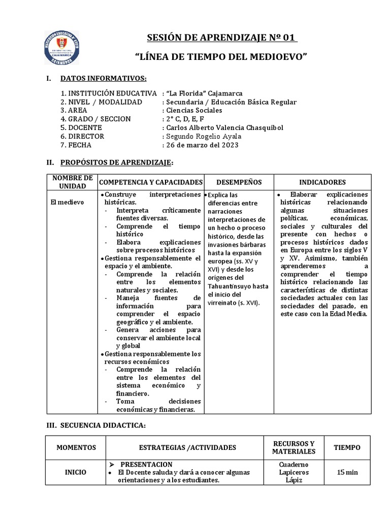 Sesiones de Aprendizaje CC - Ss. 2° Unidad | PDF | Perú | Lima