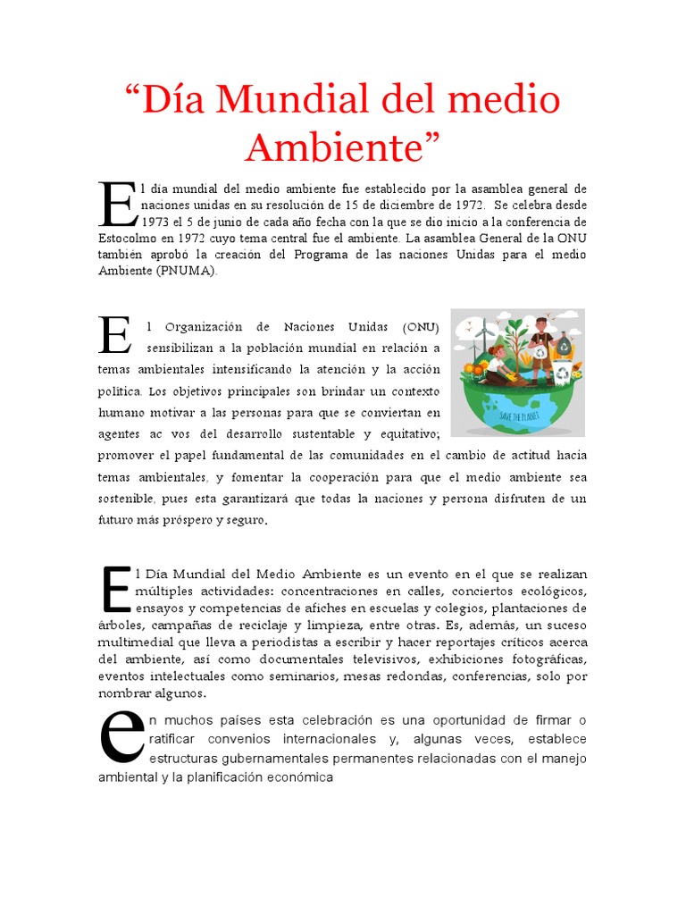 Día Mundial Del Medio Ambiente | PDF | Ciencia y matemáticas