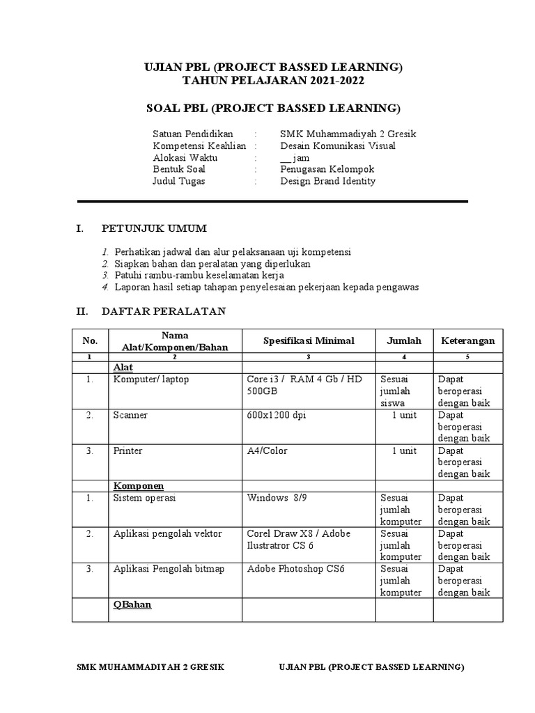 Soal Ujian PBL XII-DKV | PDF
