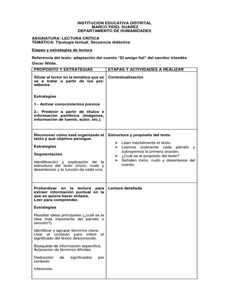 Secuencia Didactica Cuento | PDF | Inferencia | Aprendizaje