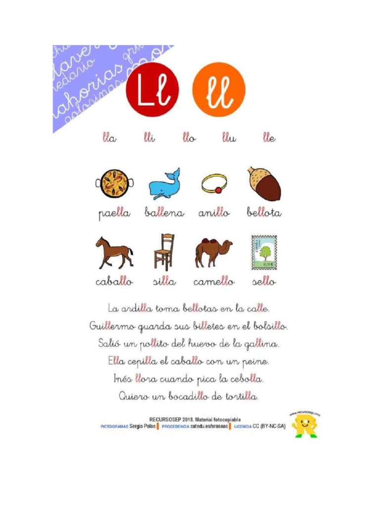 Enseñanza de la lectura letra ll | PDF