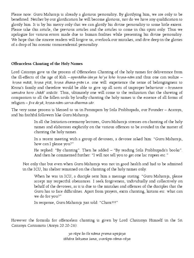 Offenceless Chanting of The Holy Names | PDF